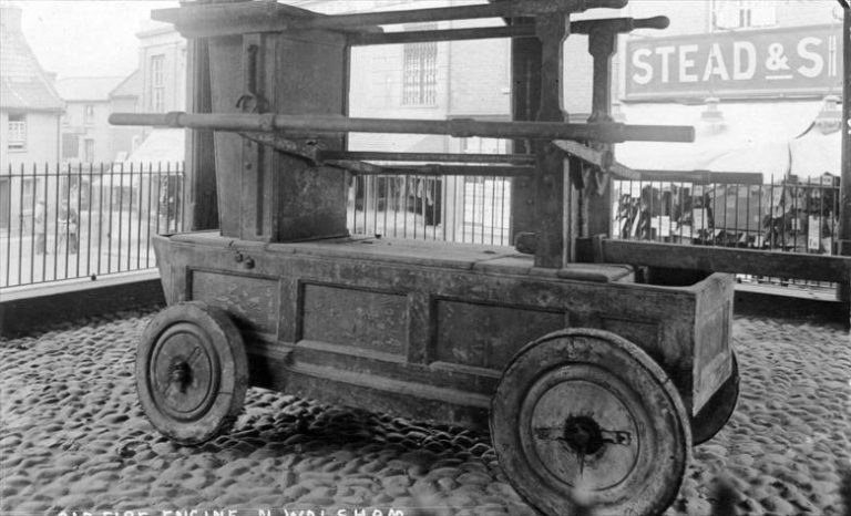 The town’s early fire pump and engine